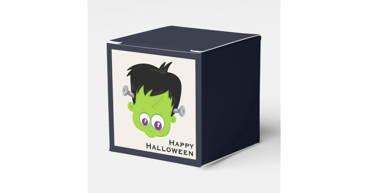 Cute Green Frankenstein Monster face Halloween Favor Boxes | Zazzle