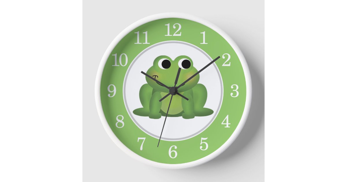 Cute Green Frog Clock | Zazzle