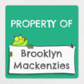 Cute green frog sign cartoon personalized labels | Zazzle