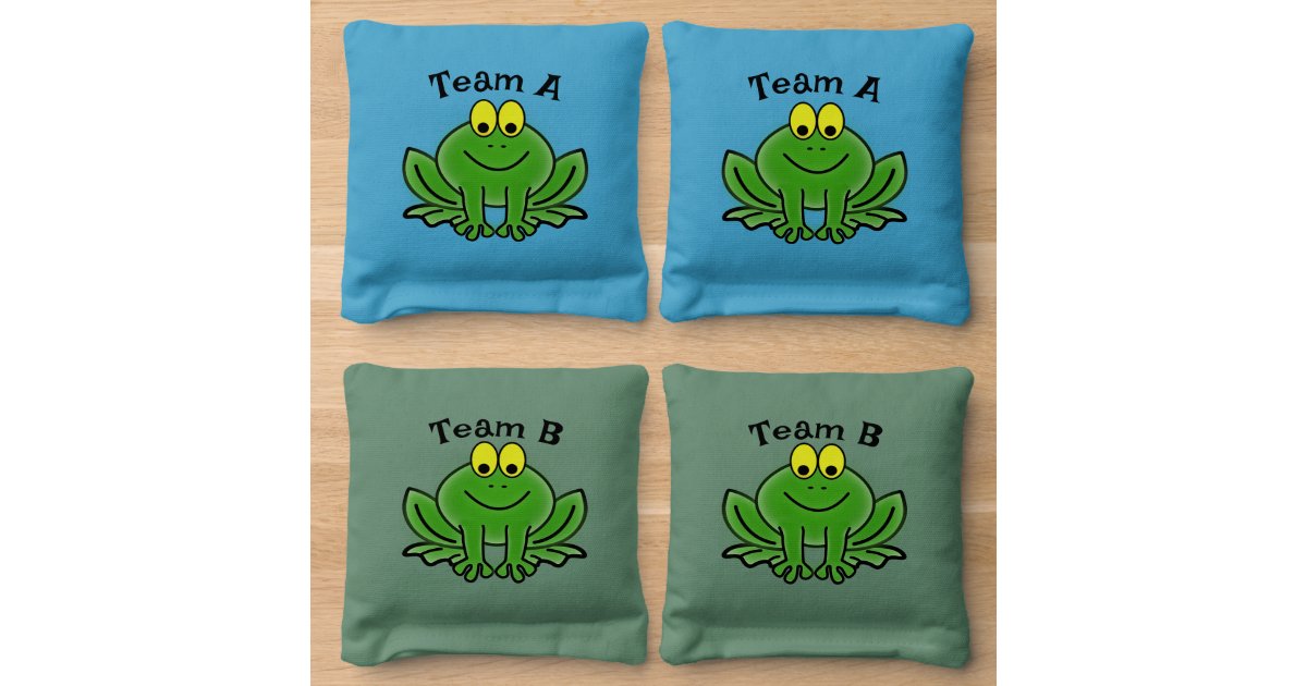 Cute Green Frogs Design Cornhole Bean Bags | Zazzle