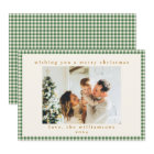 Cute Green Gingham Plaid Custom Photo Christmas Holiday Card | Zazzle