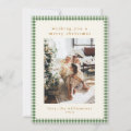 Cute Green Gingham Plaid Portrait Photo Christmas Holiday Card | Zazzle
