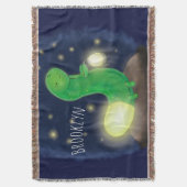 Cute green glow worm cartoon illustration throw blanket | Zazzle