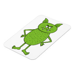 Cute green goblin cartoon magnet | Zazzle