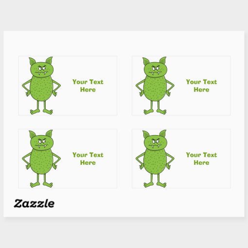 Cute green goblin cartoon rectangular sticker | Zazzle