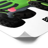 Cute green happy farm tractor cartoon illustration poster | Zazzle