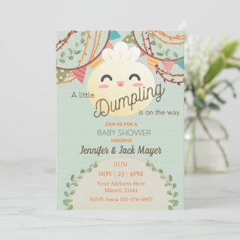 Cute Green Little Dumpling Baby Shower Invitation | Zazzle