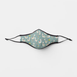 Cute Green Llamas Premium Face Mask | Zazzle