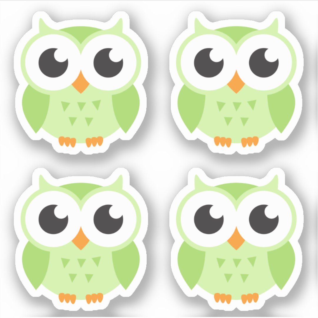 Cute green owl stickers | Zazzle