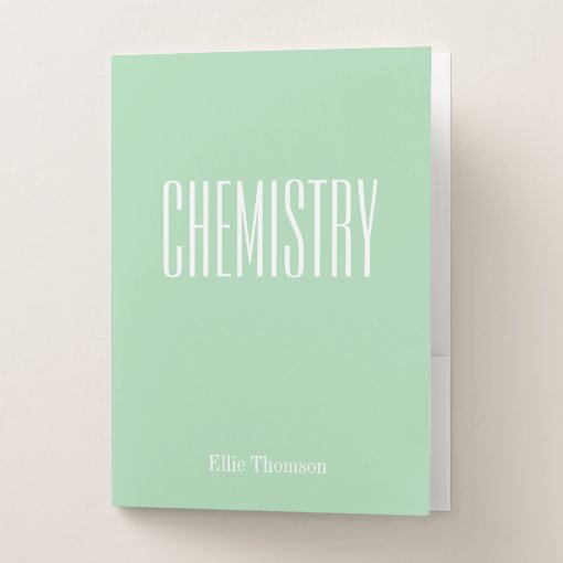 Cute Green Personalized School Subject Chemistry Pocket Folder | Zazzle