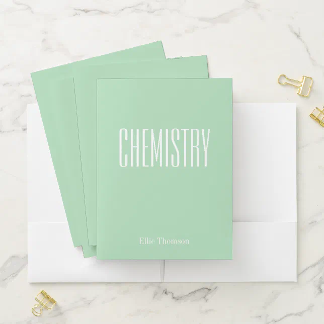 Cute Green Personalized School Subject Chemistry Pocket Folder | Zazzle