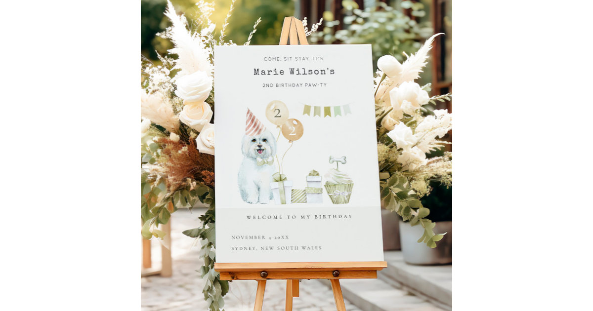 Cute Green Rust Dog Any Age Birthday Party Welcome Foam Board | Zazzle