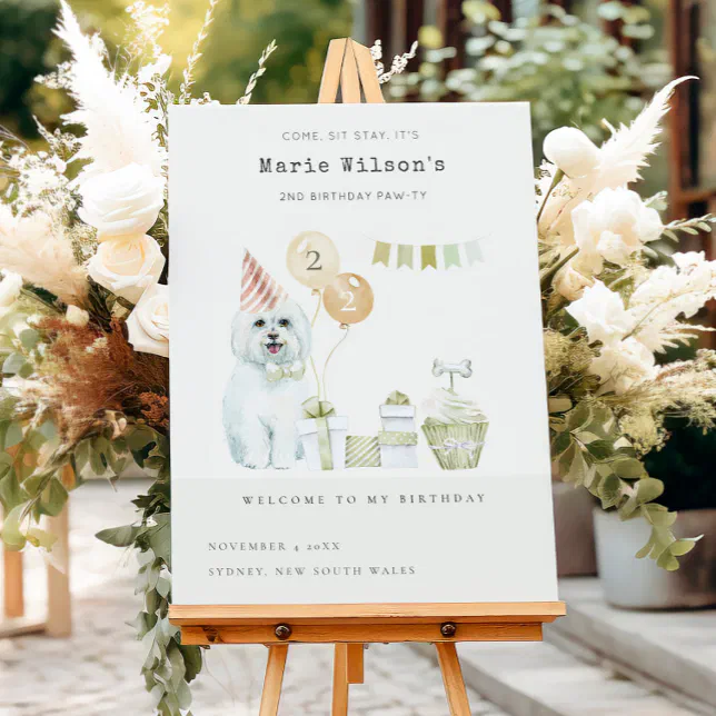 Cute Green Rust Dog Any Age Birthday Party Welcome Foam Board | Zazzle