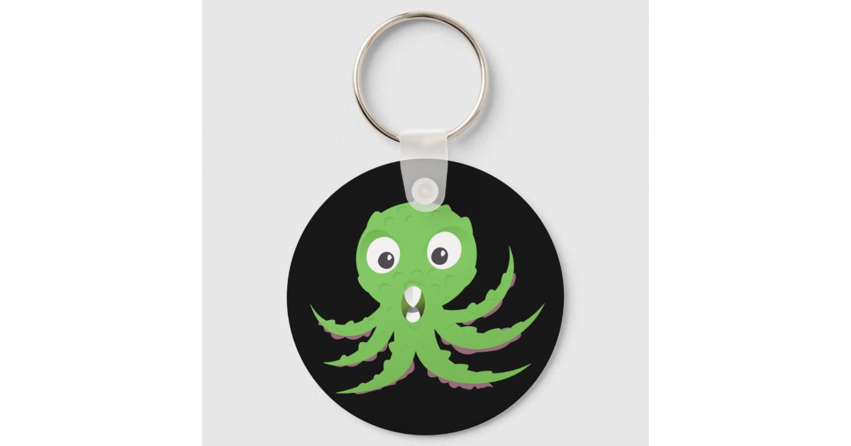 Cute Green Sea Monster Keychain | Zazzle