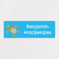 Cute green sea turtle happy cartoon personalized labels | Zazzle