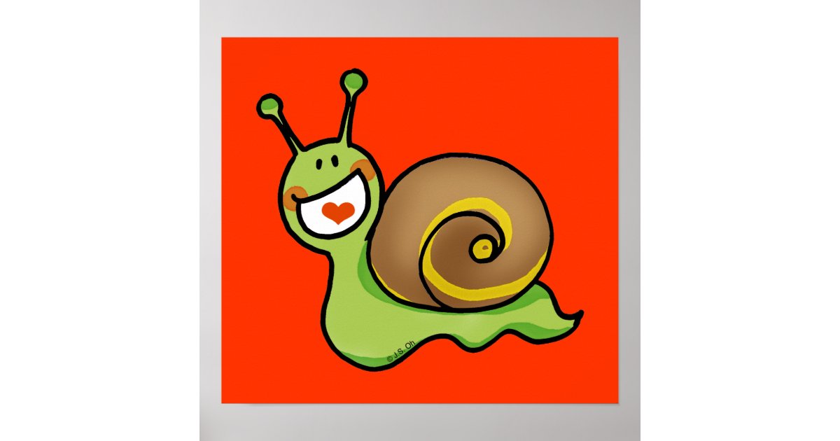 Cute green snail poster | Zazzle
