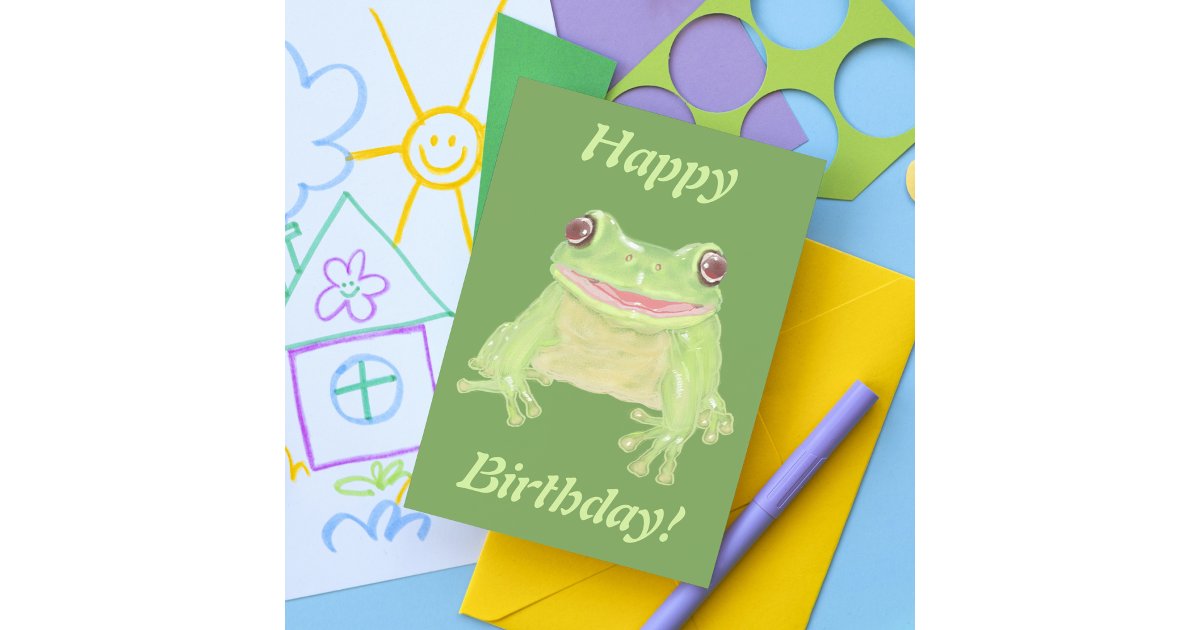 Cute Green Tree Frog - birthday card. Card | Zazzle