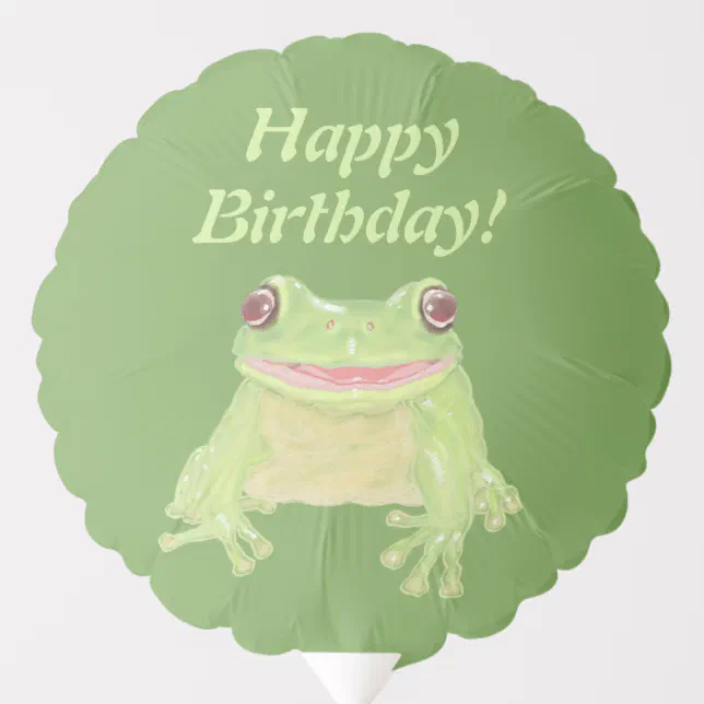 Cute Green Tree Frog - Happy Birthday imm+pattern. Balloon | Zazzle
