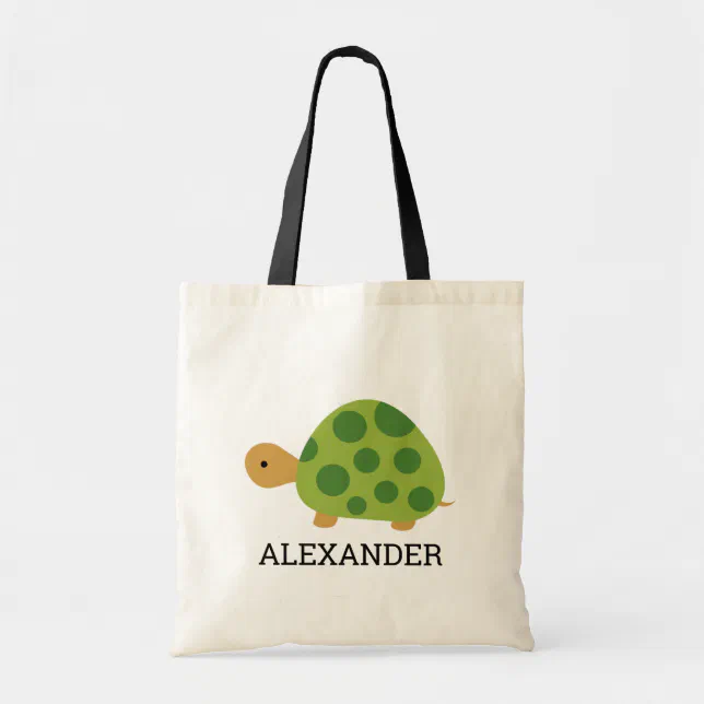 Cute Green Turtle Kids' Personalized Tote Bag | Zazzle