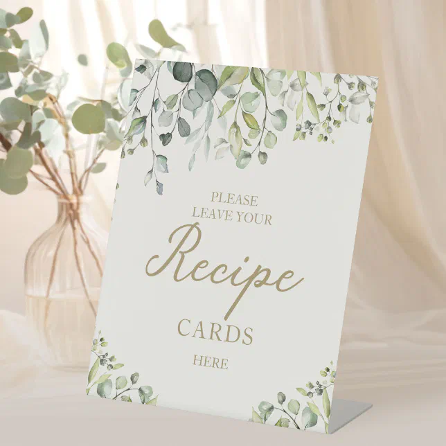 Cute Greenery Bridal Shower Recipe Cards Sign | Zazzle