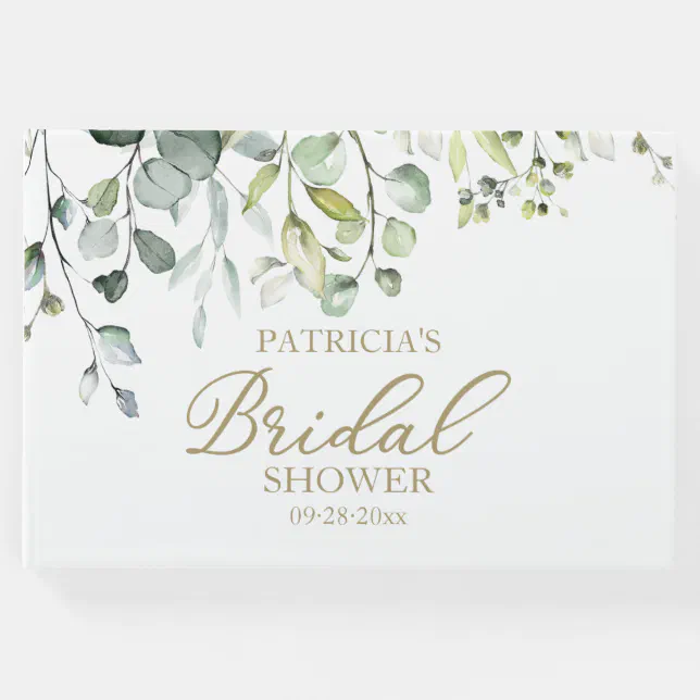 Cute Greenery Eucalyptus Bridal Shower Guest Book Zazzle