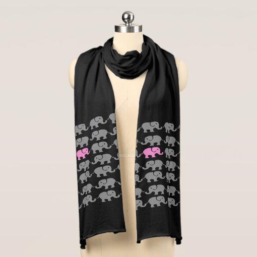 Cute GREY AND PINK ELEPHANTS Scarf | Zazzle