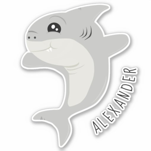 Cute Grey Shark Sticker | Zazzle