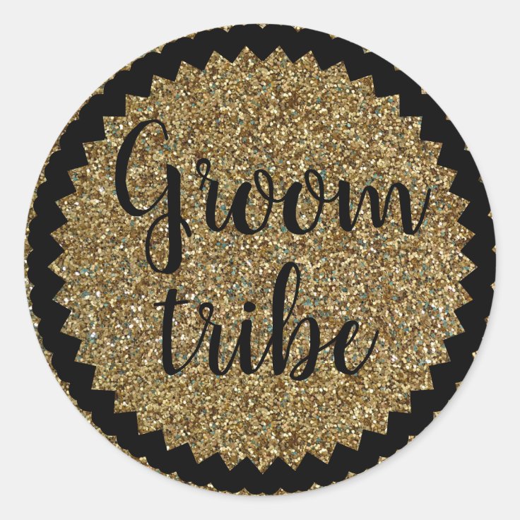 Cute Groom Tribe Gold GlitterClassic Round Sticker | Zazzle