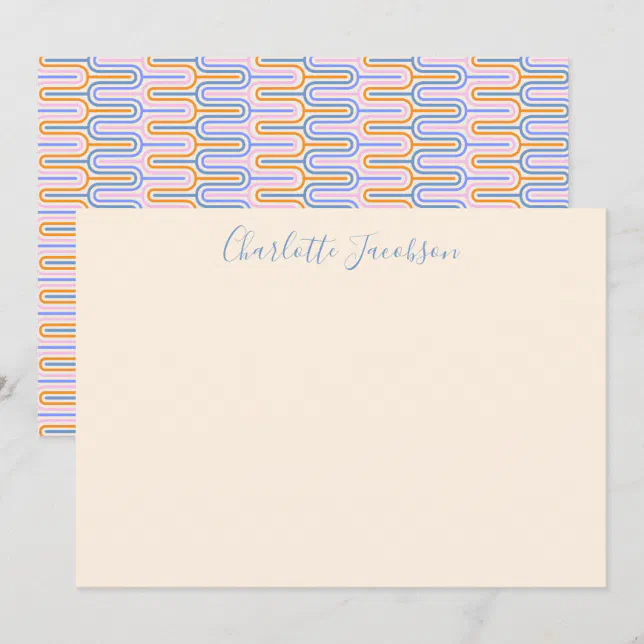 Cute Groovy Lavender Geometric Art Personalized Note Card | Zazzle