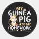 Cute Guinea Pig Ate My Homework Classic Round Sticker | Zazzle