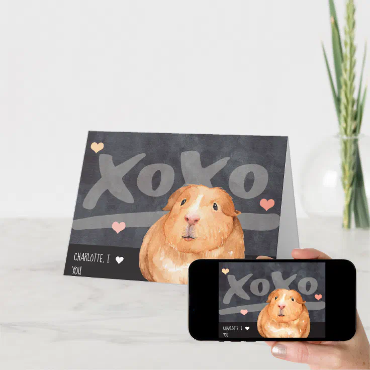 Cute Guinea Pig Personalized Valentines Day Holiday Card | Zazzle