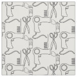 Cute Hair Stylist Pattern Black Salon Items Fabric | Zazzle
