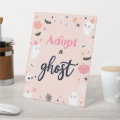 Cute Halloween Adopt A Ghost Birthday Party Decor Pedestal Sign | Zazzle