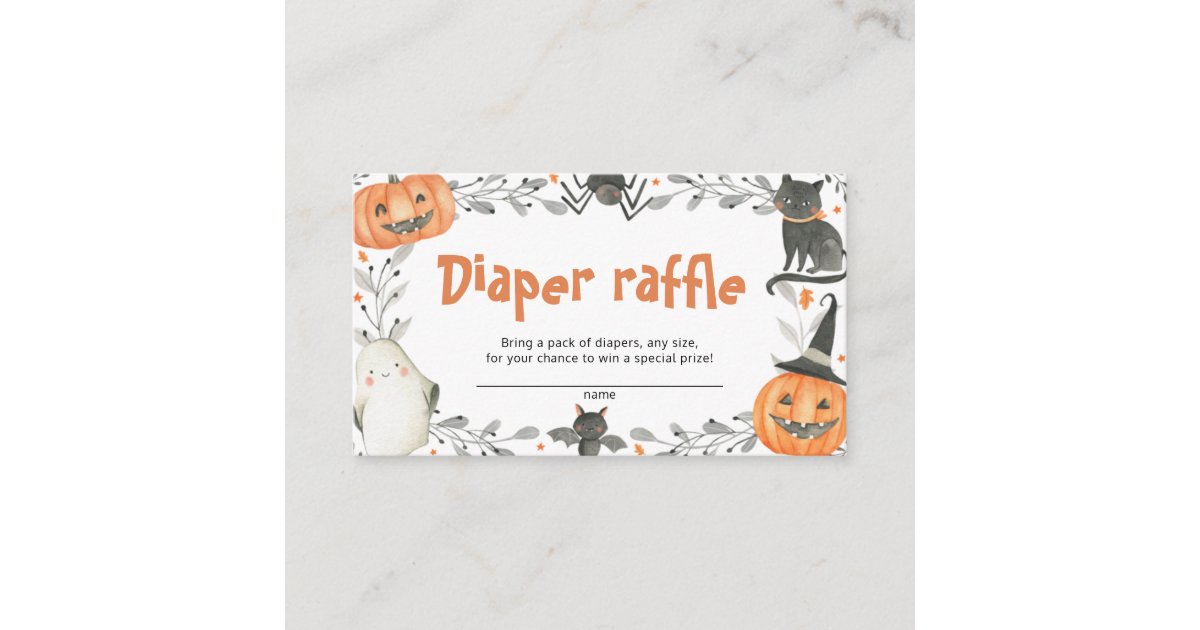 Cute Halloween Baby Shower Diaper Raffle Cards | Zazzle