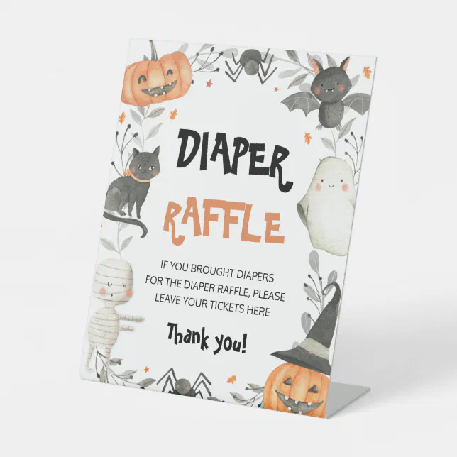 Cute Halloween Baby Shower Diaper Raffle Sign | Zazzle