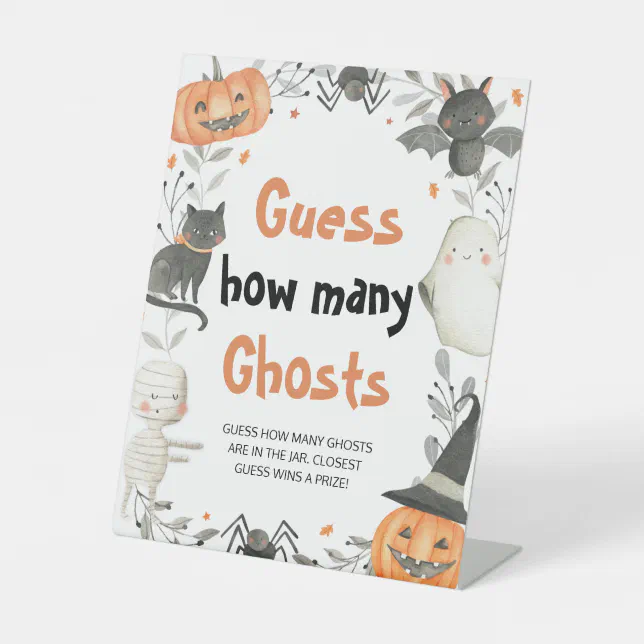 Cute Halloween Baby Shower Guess how many Ghosts Pedestal Sign | Zazzle
