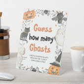 Cute Halloween Baby Shower Guess how many Ghosts Pedestal Sign | Zazzle