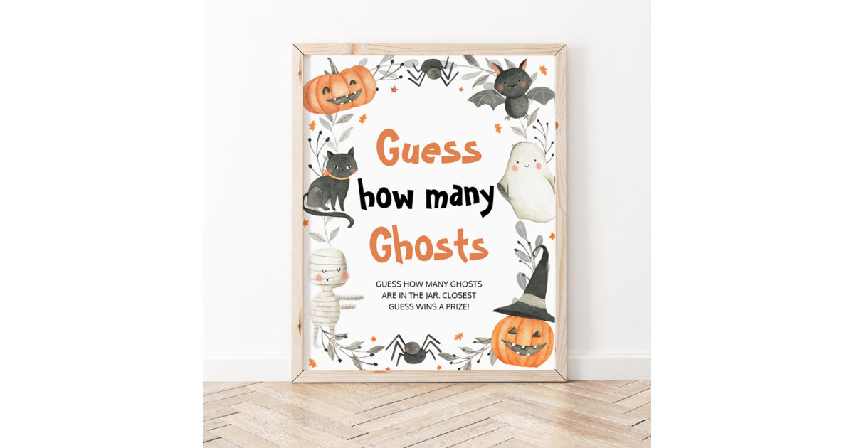 Cute Halloween Baby Shower Guess how many Ghosts Poster | Zazzle