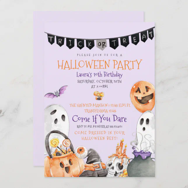 Cute Halloween Birthday Invitation | Zazzle