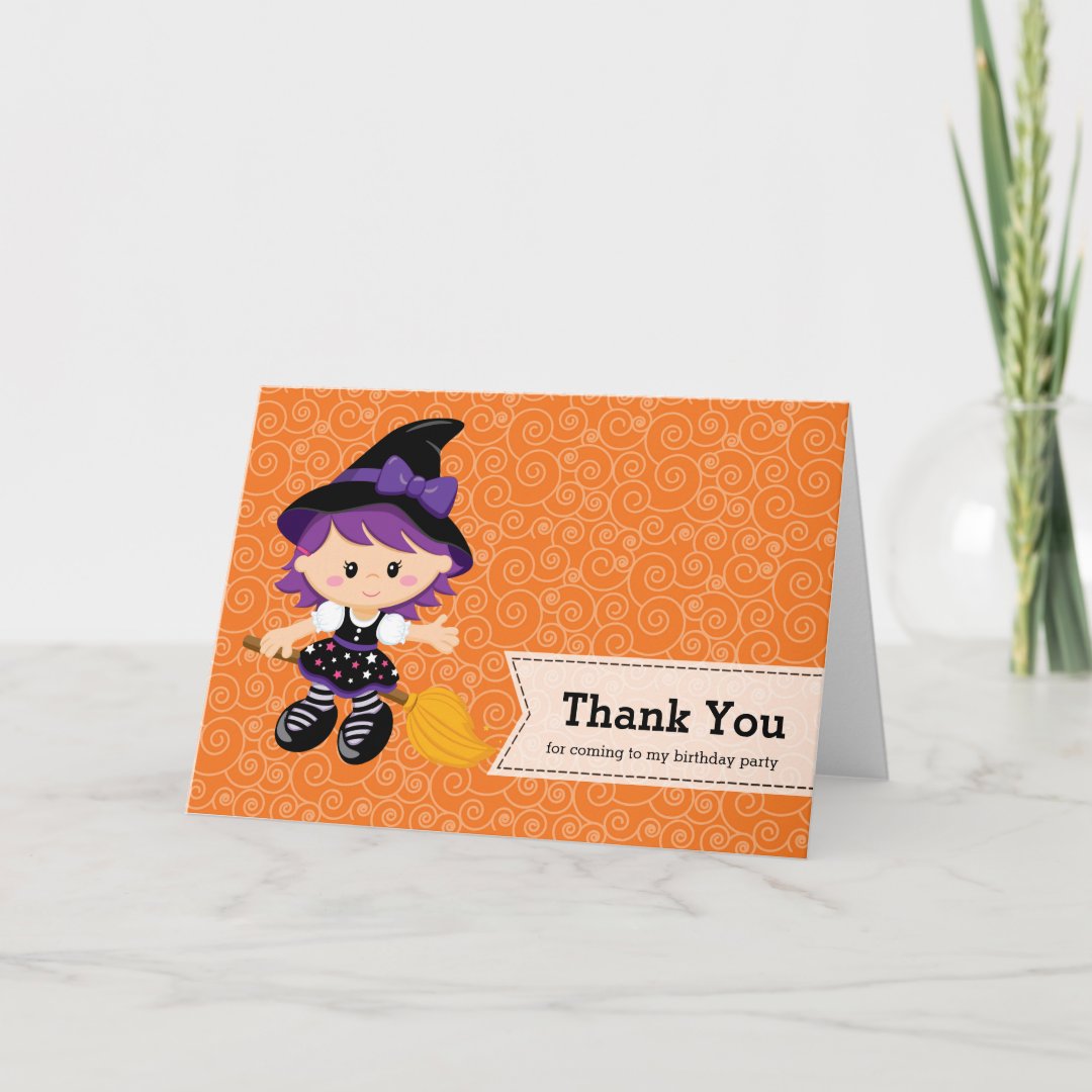 Cute Halloween birthday Thank You Card | Zazzle