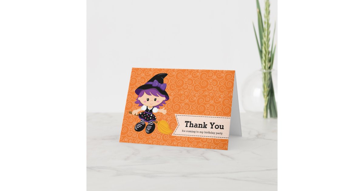 Cute Halloween birthday Thank You Card | Zazzle