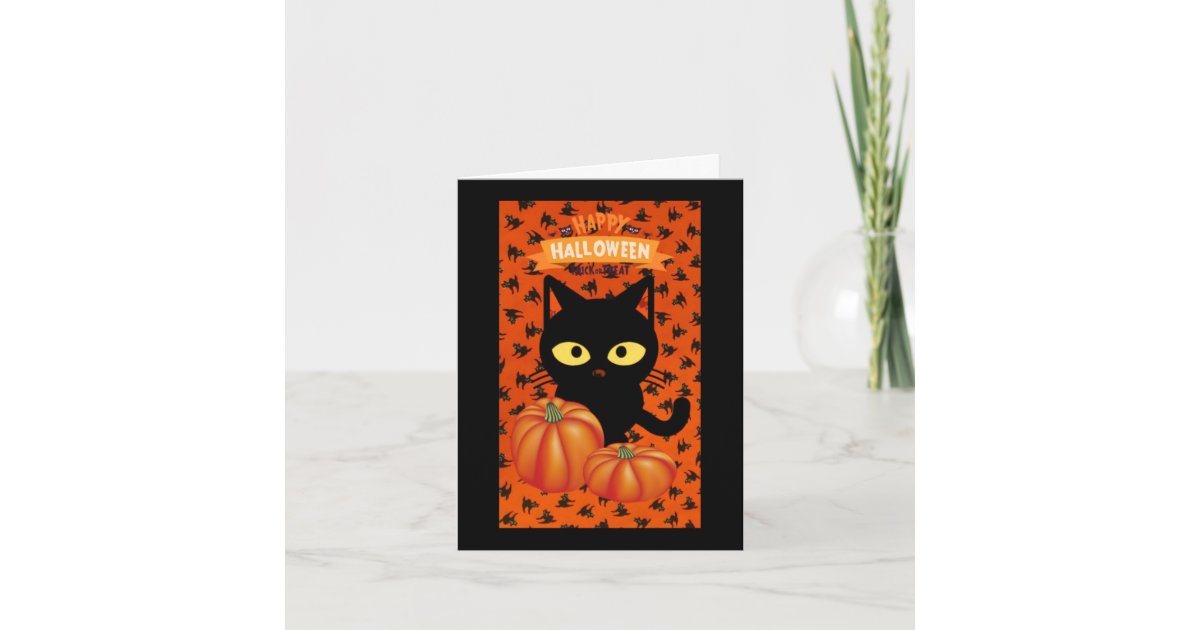 Cute Halloween Black Cat Note Card for Kids | Zazzle