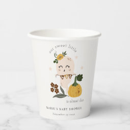 Cute Halloween Blush Ghost Little Boo Baby Shower Paper Cups | Zazzle