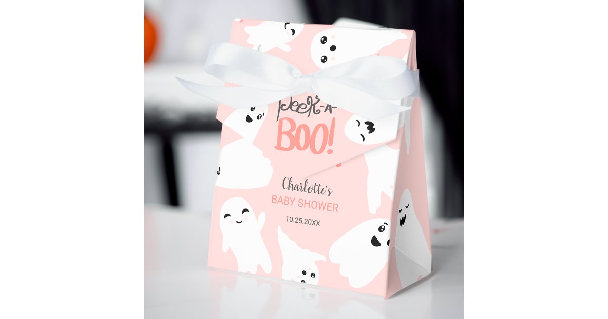 Cute Halloween boo ghosts pink baby shower Favor Boxes | Zazzle
