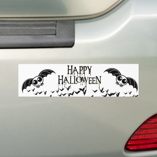 Cute Halloween Cartoon Bat Bumper Sticker | Zazzle