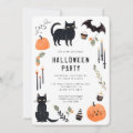 Cute Halloween Cat Bat Pumpkin Party Invitation | Zazzle