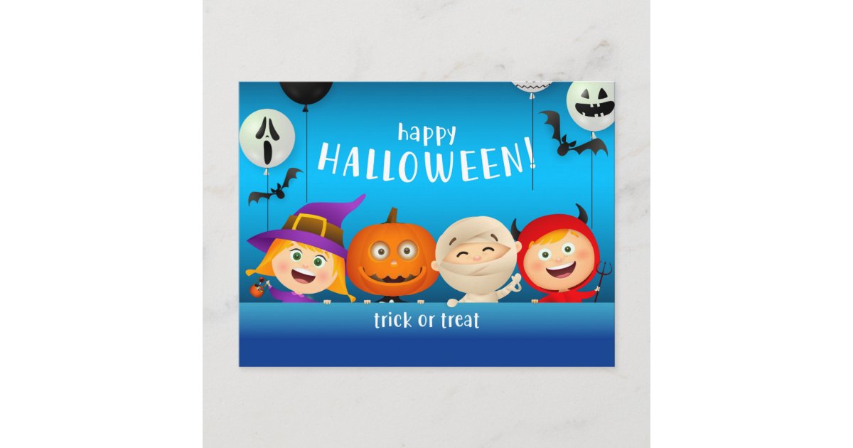 Cute Halloween Characters Postcard | Zazzle