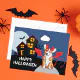 Cute Halloween Corgi Devil Costume Haunted House Postcard | Zazzle
