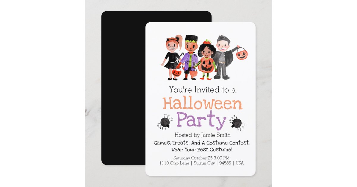 Cute Halloween Costume Kid Party Invitation | Zazzle