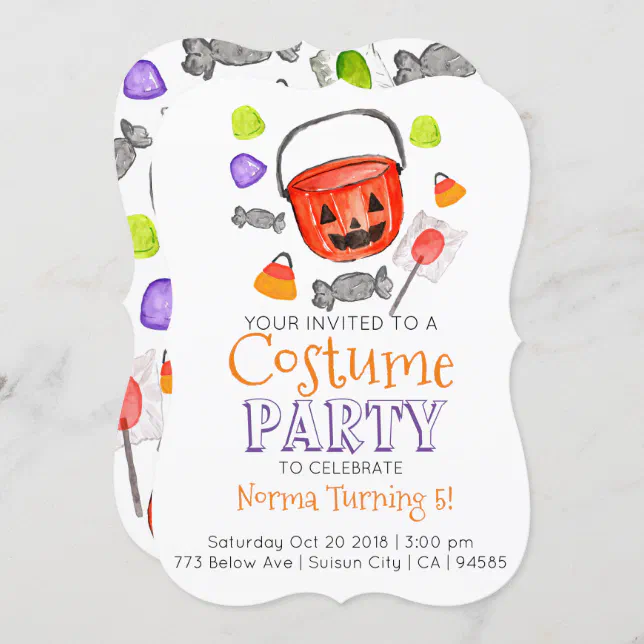 Cute halloween costume party invitation | Zazzle